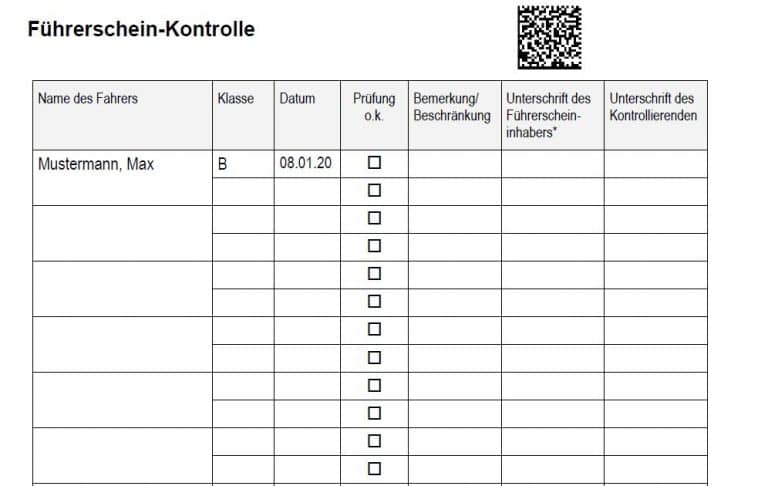 Fã¼hrerscheinkontrolle Arbeitgeber Muster